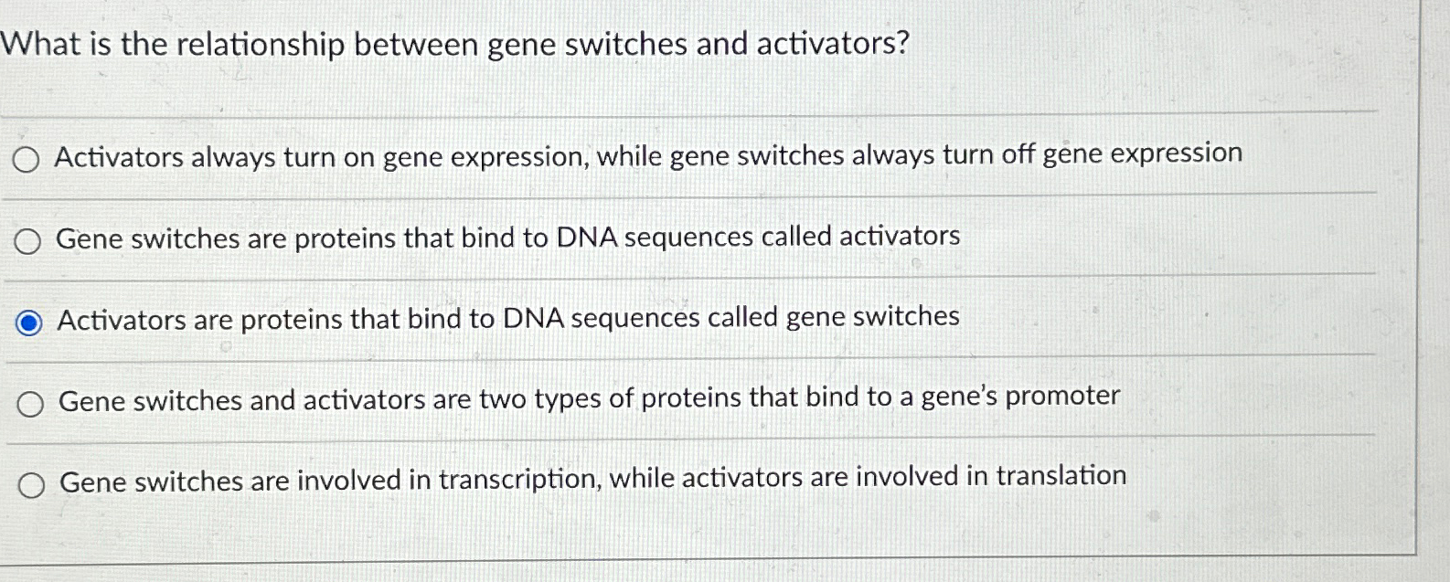 Solved What is the relationship between gene switches and | Chegg.com