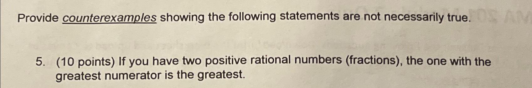 Solved Provide counterexamples showing the following | Chegg.com