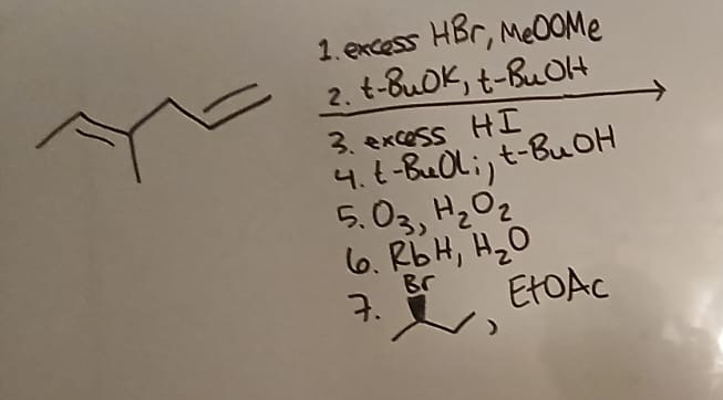 Solved 1.excess HBr,MeOO Me ﻿2. t-BuOK, -BuOH ﻿3. ﻿excess HI | Chegg.com