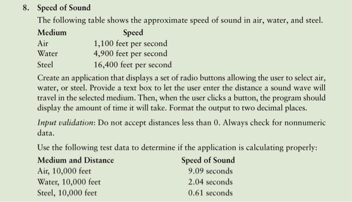 Solved 8. Speed of Sound The following table shows the | Chegg.com