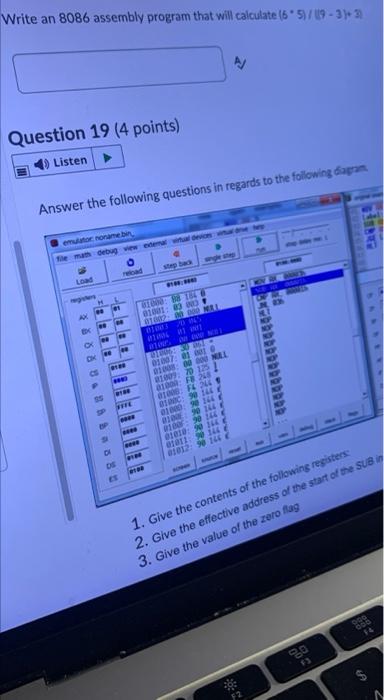 Solved Write an 8086 assembly program that will calculate | Chegg.com