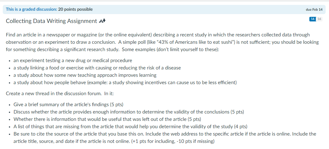 Solved Collecting Data Writing Assignment AtFind an article | Chegg.com