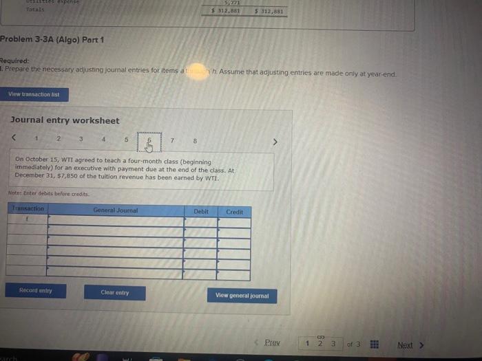 Solved Required information Problem 3-3A (Algo) Preparing | Chegg.com