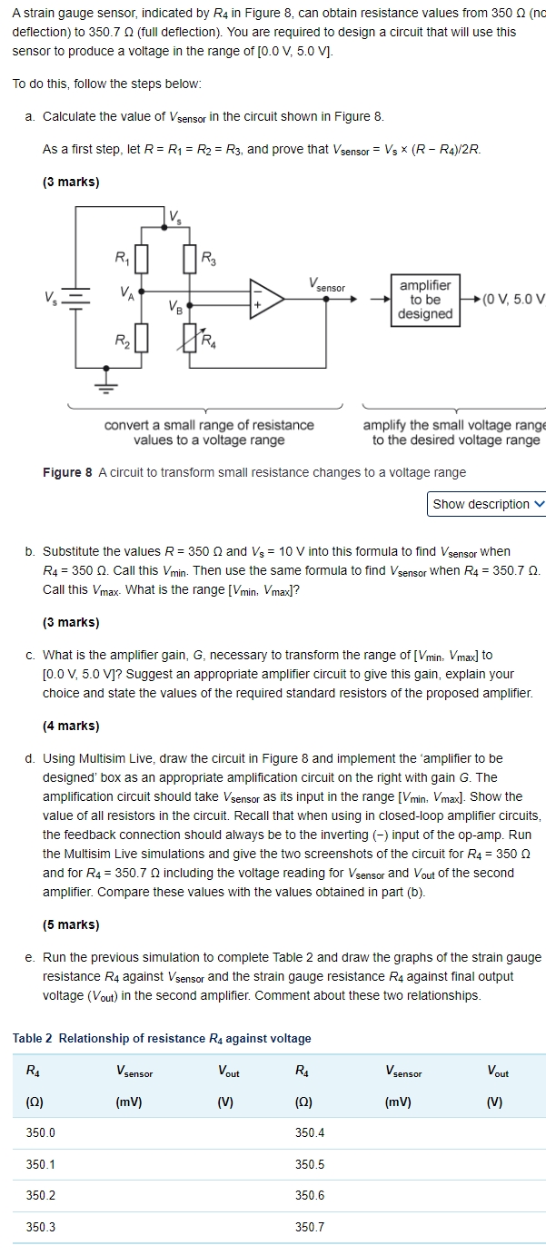 Solved A strain gauge sensor, ﻿indicated by R4 ﻿in Figure | Chegg.com