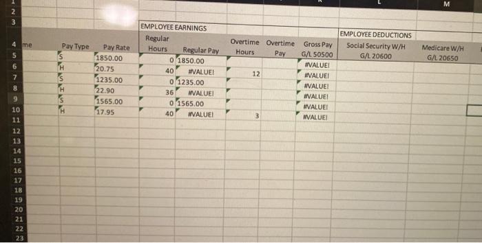 Solved 10. Create formulas in the Regular Pay and Overtime | Chegg.com