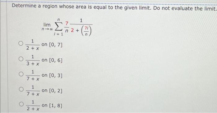 Solved Determine a region whose area is equal to the given | Chegg.com