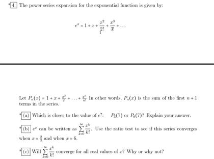 The power series expansion for the exponential | Chegg.com