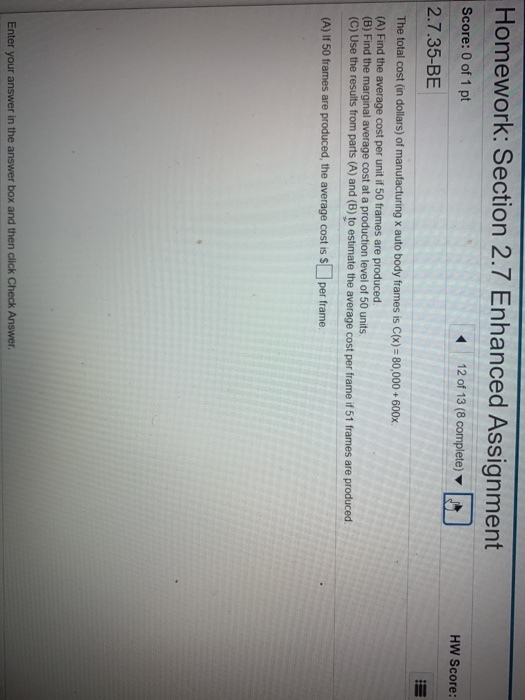 Solved Homework Section 2 7 Enhanced Assignment Score 0 Of