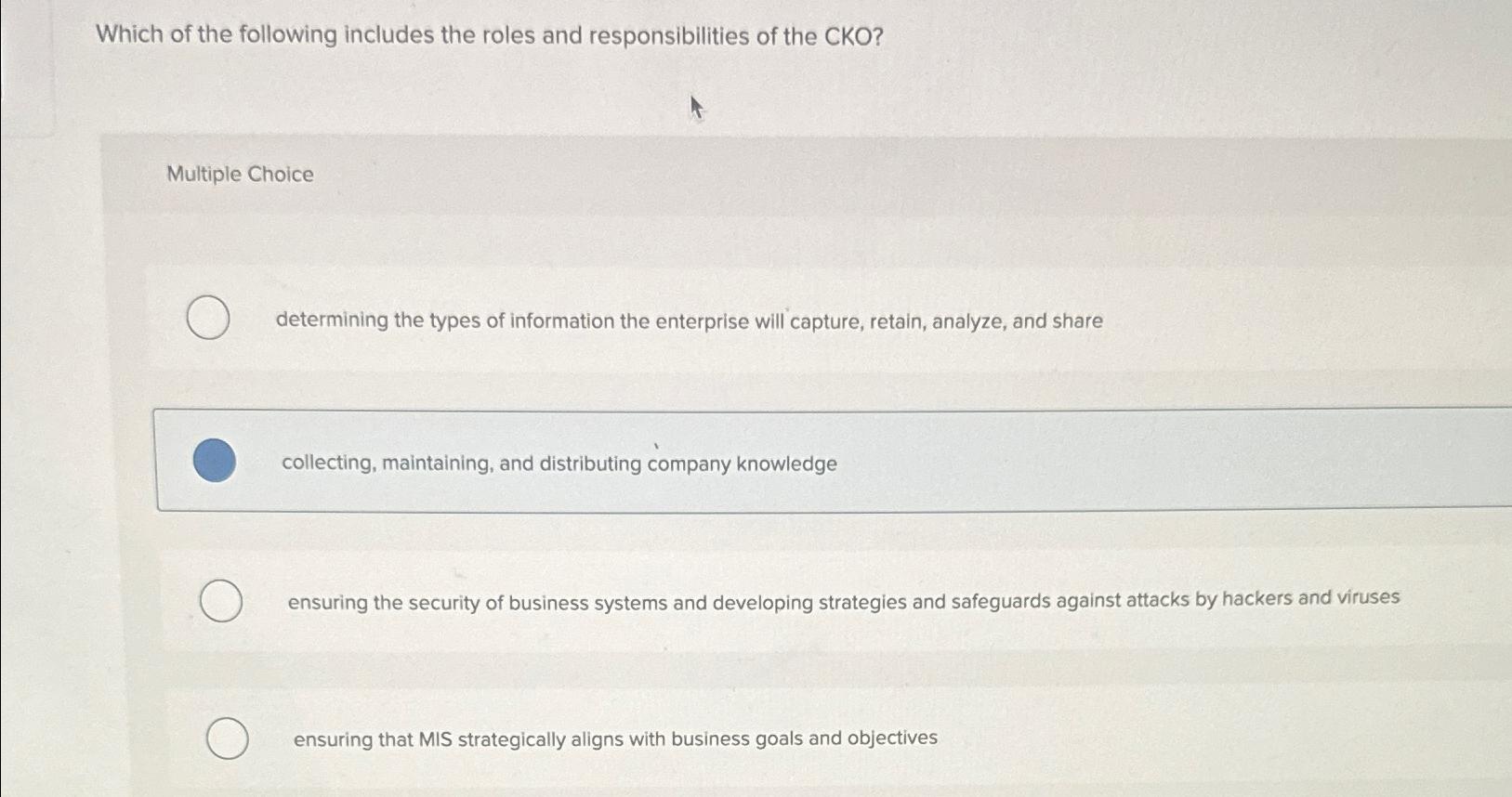 Solved Which of the following includes the roles and | Chegg.com