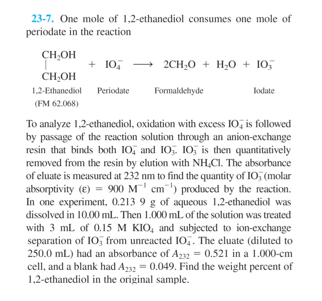 Solved 23-7. ﻿One mole of 1,2-ethanediol consumes one mole | Chegg.com