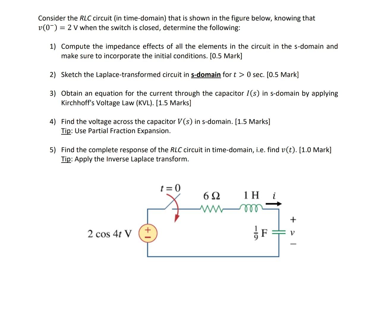 Solved Consider The Rlc circuit In Time Domain that Is