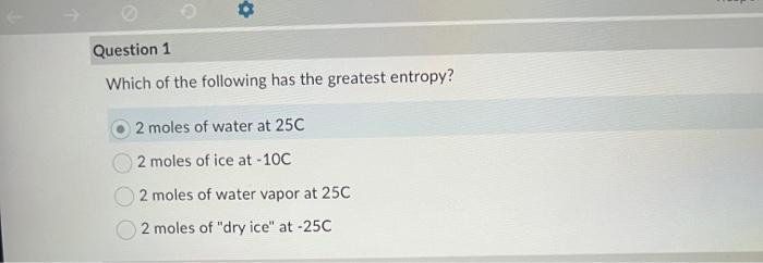 Solved 0 Question 1 Which of the following has the greatest | Chegg.com