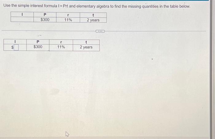 Solved Use the simple interest formula 1 = Prt and | Chegg.com