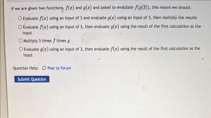Solved If we are given two functions, f(x) and g(x) and | Chegg.com