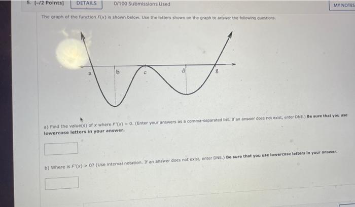 Solved MY NOTES 5.2 Points) DETAILS 0/100 Submissions Used | Chegg.com