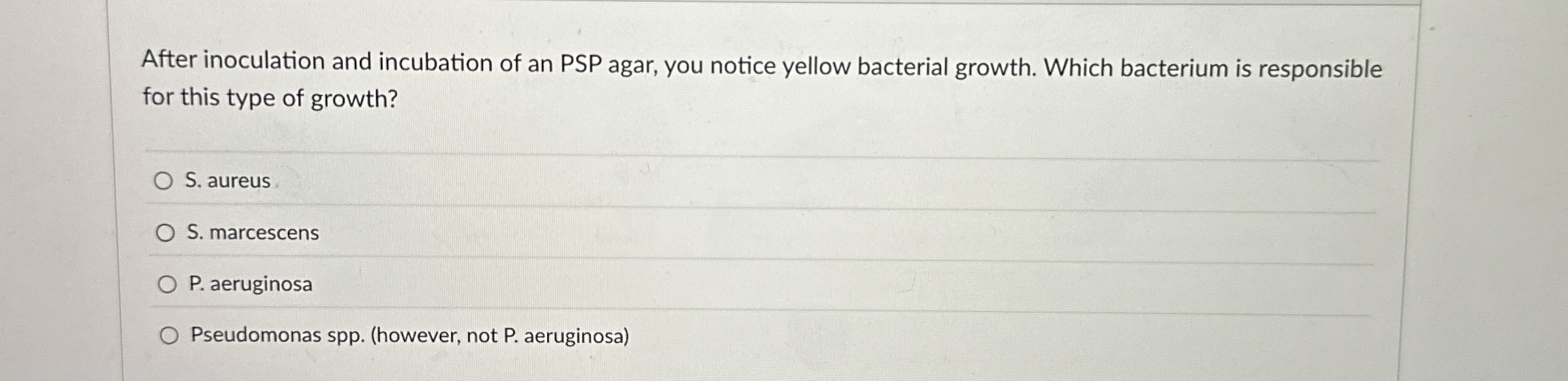 Solved After inoculation and incubation of an PSP agar, you | Chegg.com