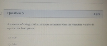 Solved Question 51 ﻿ptsA traversal of a singly linked | Chegg.com
