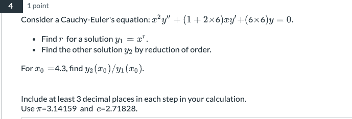 Solved Consider a Cauchy-Euler's equation: | Chegg.com