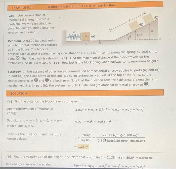 Solved Goal Use conservation of mechanical energy to solve a | Chegg.com
