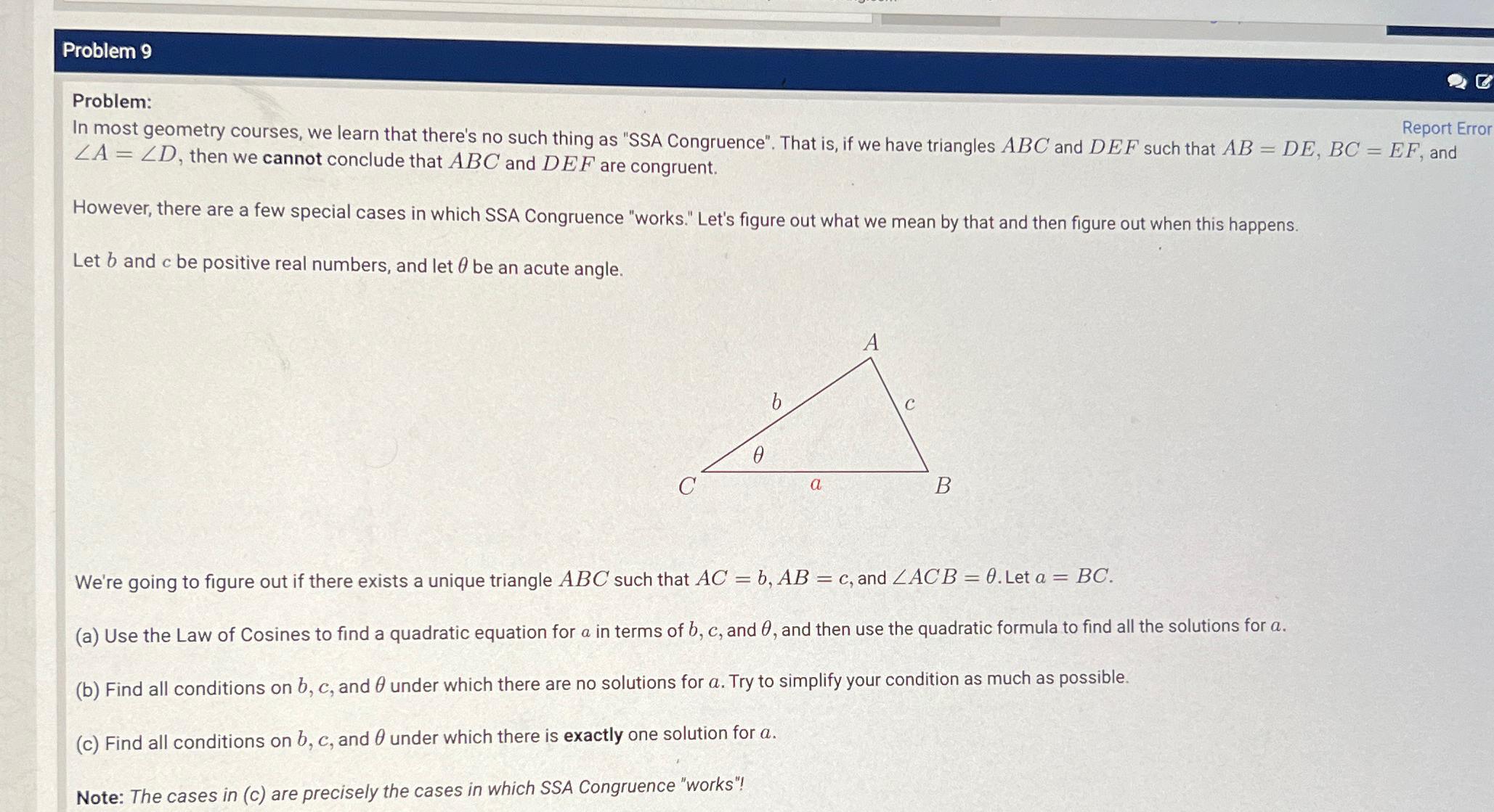 Problem 9Problem:In most geometry courses, we learn | Chegg.com