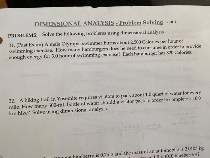 Solved DIMENSIONAL ANALYSIS - Problem Solving -cont | Chegg.com