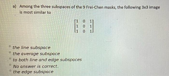 Solved the projection angles for the following 3x3 image | Chegg.com