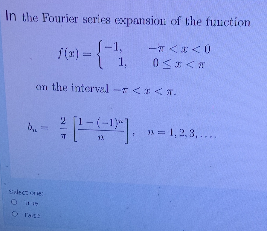 Solved In the Fourier series expansion of the | Chegg.com