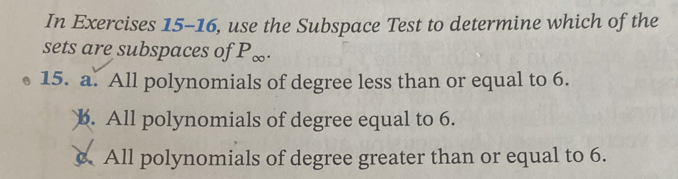 Solved In Exercises 15, ﻿use the Subspace Test to determine | Chegg.com