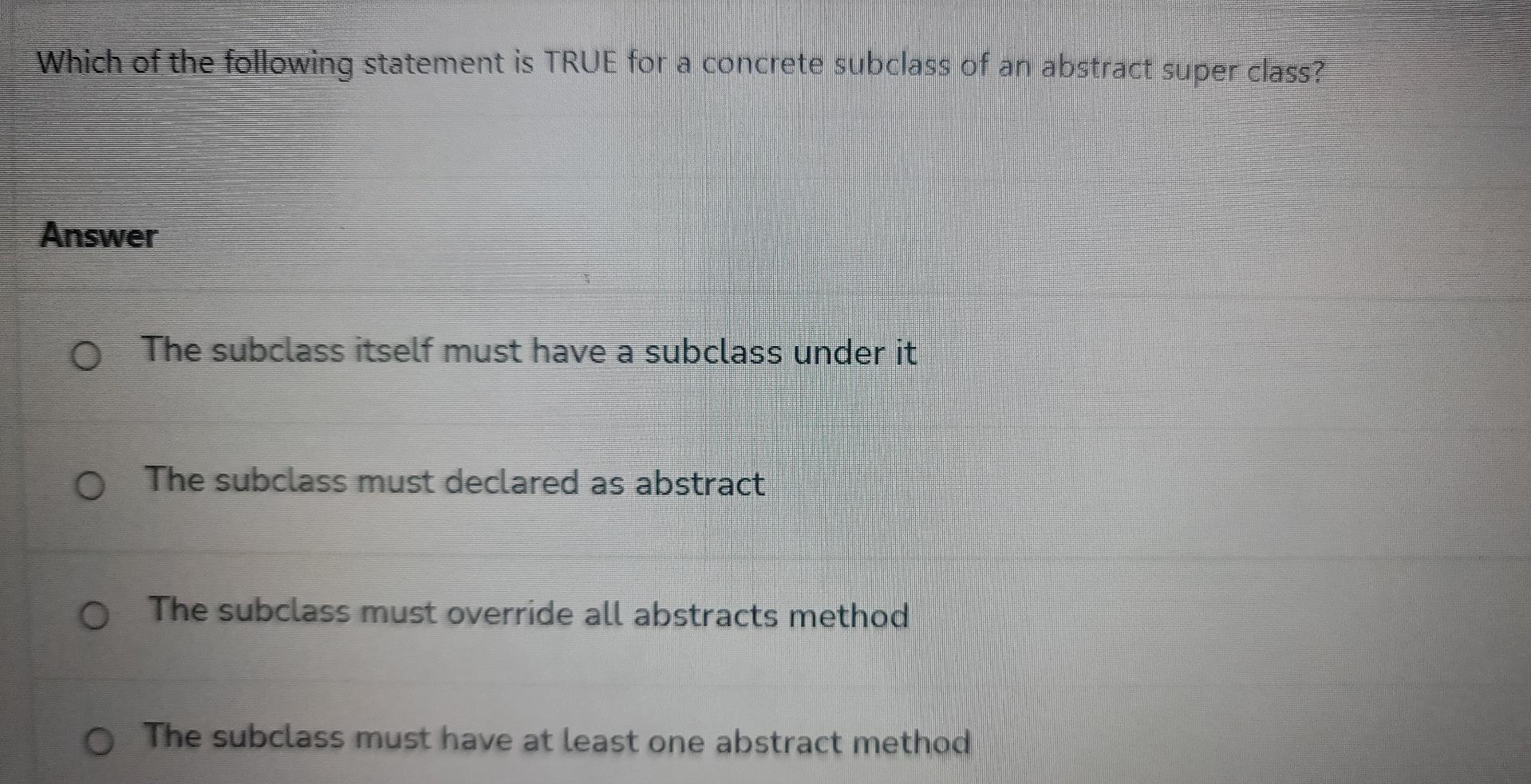 Solved Which of the following statement is TRUE for a | Chegg.com