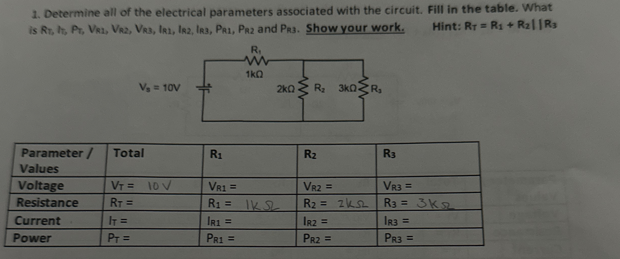 Solved Determine all of the electrical parameters associated | Chegg.com