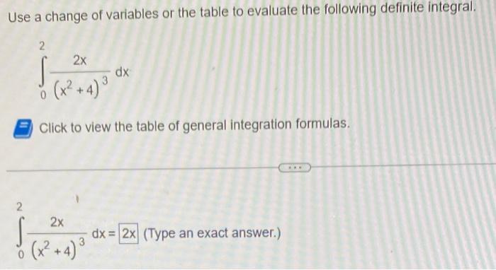 Solved Use a change of variables or the table to evaluate | Chegg.com