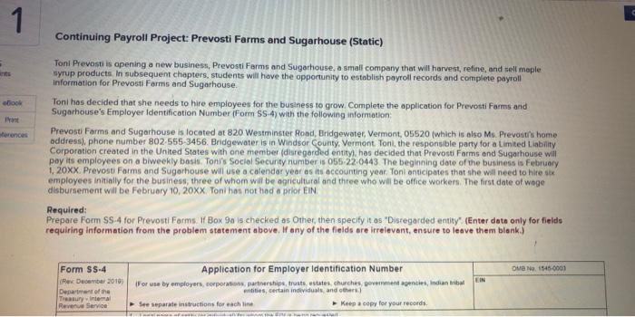 Solved Continuing Payroll Project: Prevosti Farms and | Chegg.com