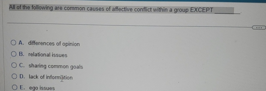 Solved All of the following are common causes of affective | Chegg.com