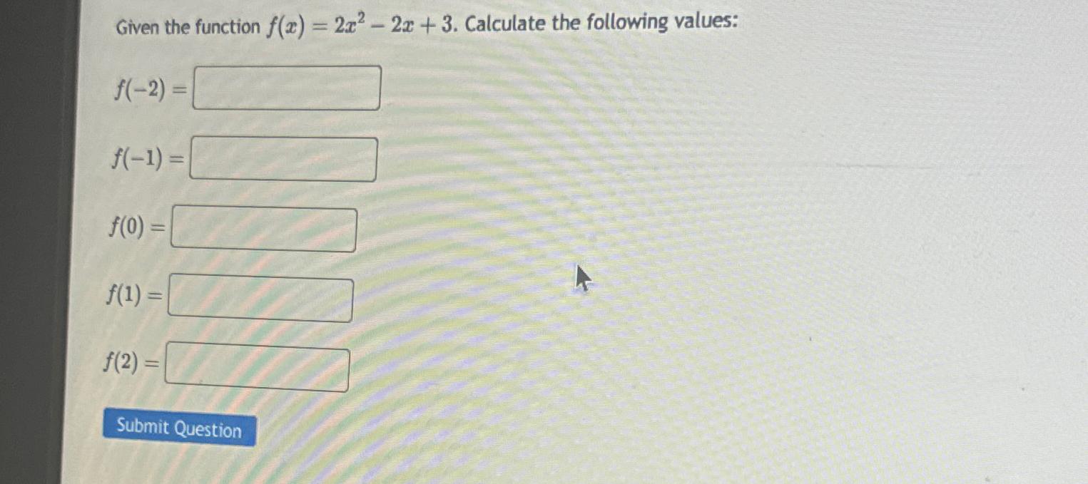 Solved Given the function f(x)=2x2-2x+3. ﻿Calculate the | Chegg.com