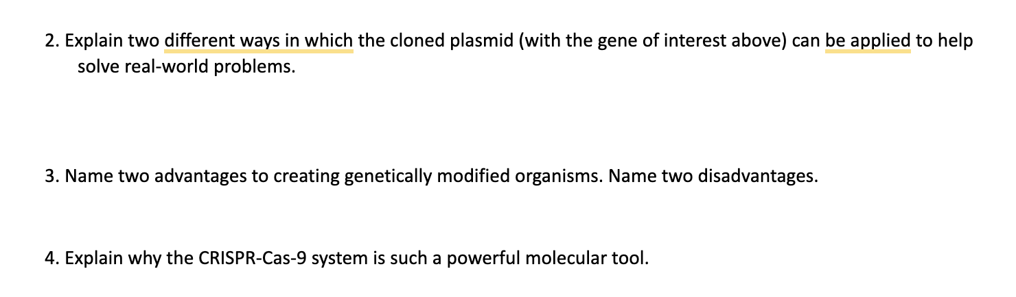 Solved Explain two different ways in which the cloned | Chegg.com