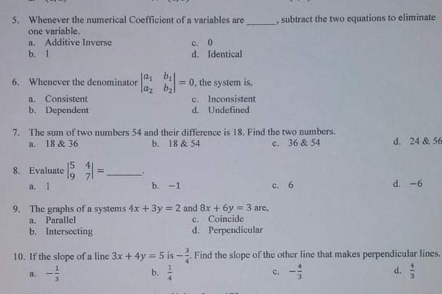 Solved 5. Whenever the numerical Coefficient of a variables | Chegg.com