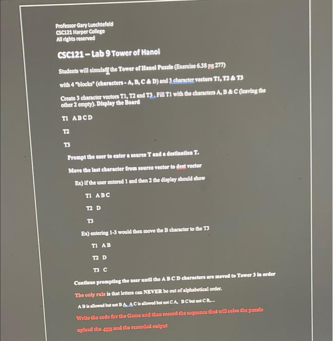Solved Professor Gary Luechtefeld CSC121 Harper College All | Chegg.com