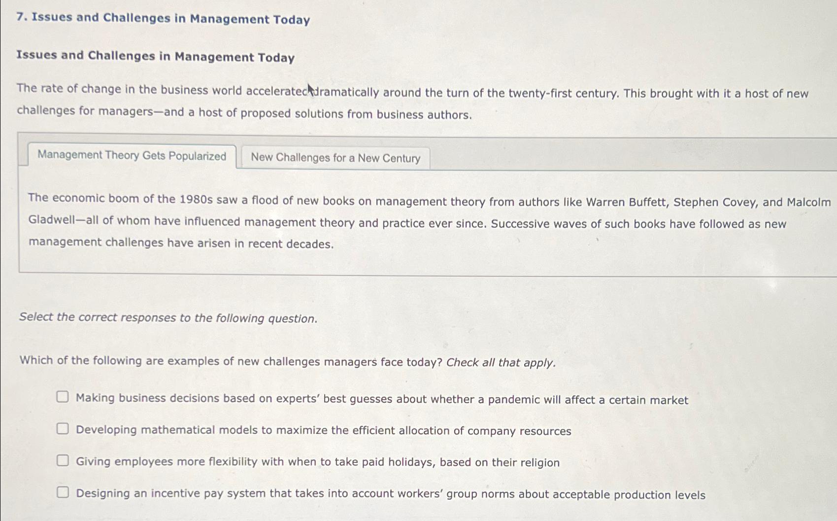Solved Issues and Challenges in Management TodayIssues and | Chegg.com