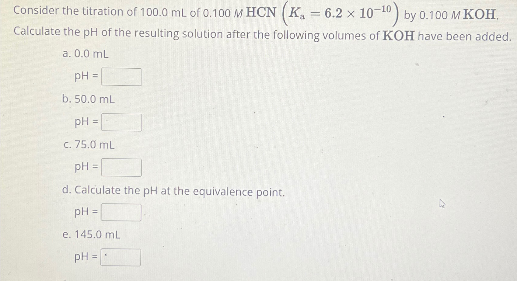 Solved Consider the titration of 100.0mL ﻿of | Chegg.com