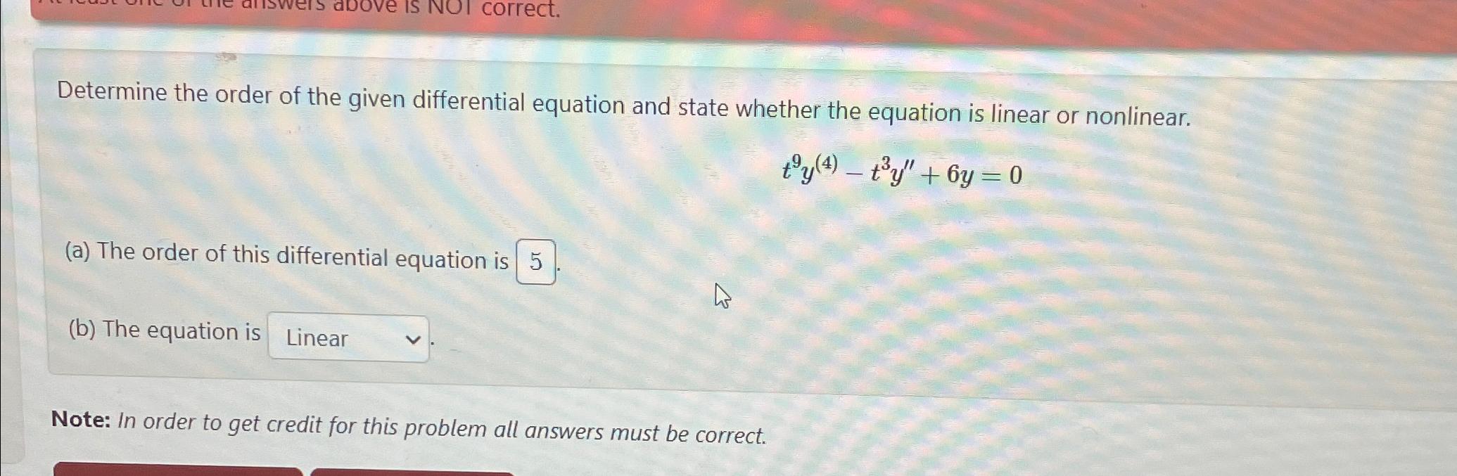 Solved Determine the order of the given differential | Chegg.com