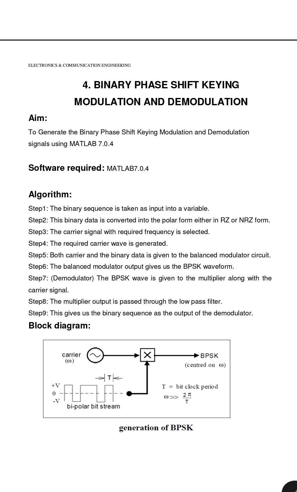 Aim To Generate The Binary Phase Shift Keying 3660
