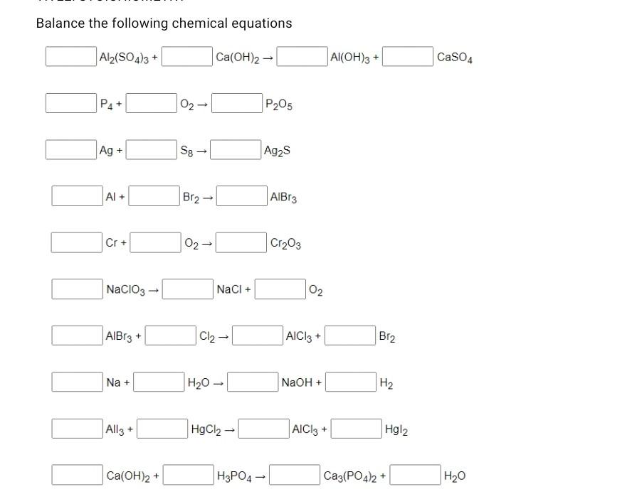 Solved Balance the following chemical equations | Chegg.com