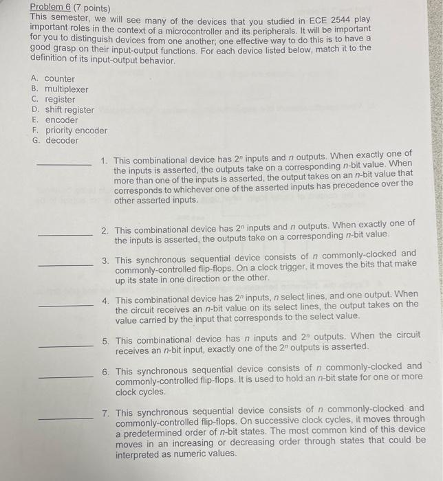 Solved Problem 6 ( 7 points) This semester, we will see many | Chegg.com