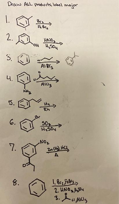 Solved Draw ALL products, label major 1. 2. 3. 4. 5. 6. 7. | Chegg.com