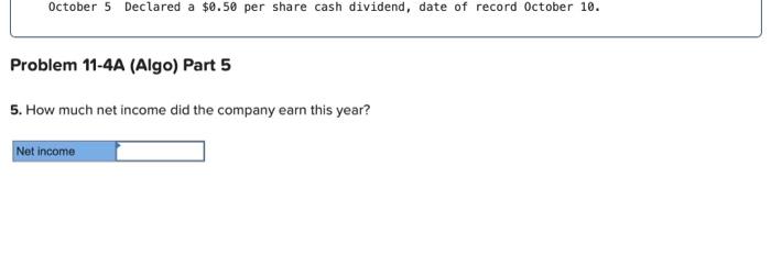 Solved Required information Problem 11-4A (Algo) Analyzing | Chegg.com