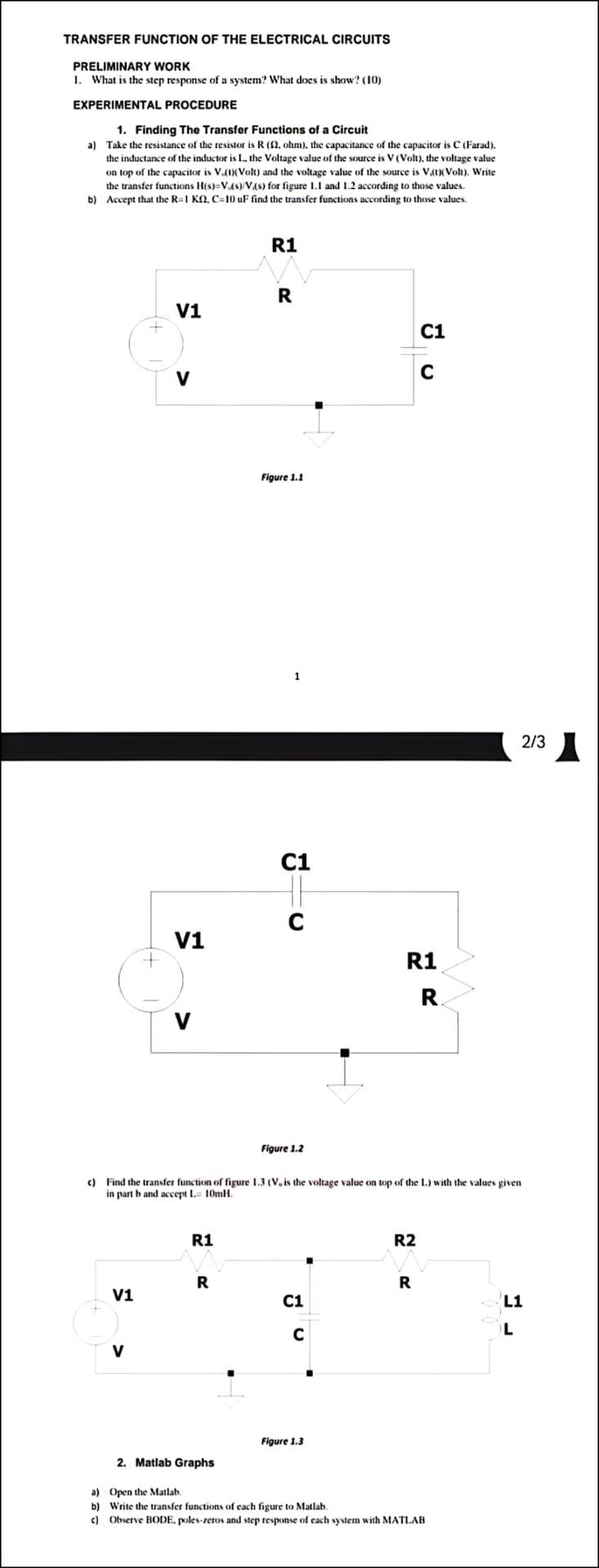 Solved TRANSFER FUNCTION OF THE ELECTRICAL CIRCUITS | Chegg.com