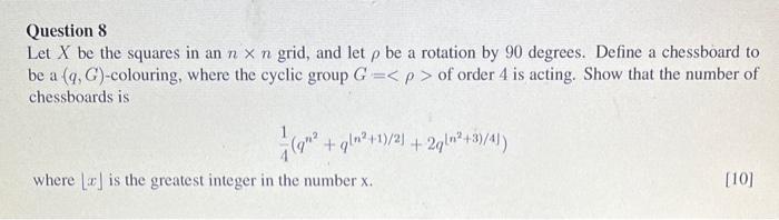 Solved Let X be the squares in an n×n grid, and let ρ be a | Chegg.com