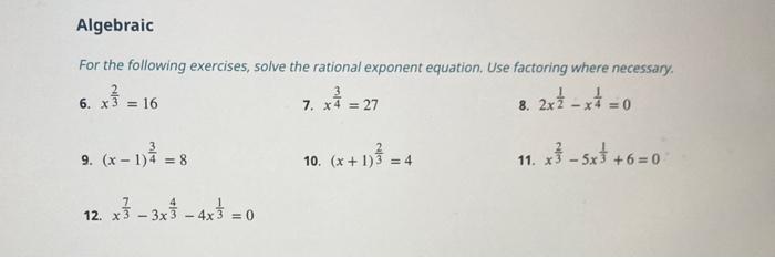 Solved For the following exercises, solve the rational | Chegg.com