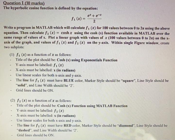Solved Question I (10 marks) The hyperbolic cosine function | Chegg.com