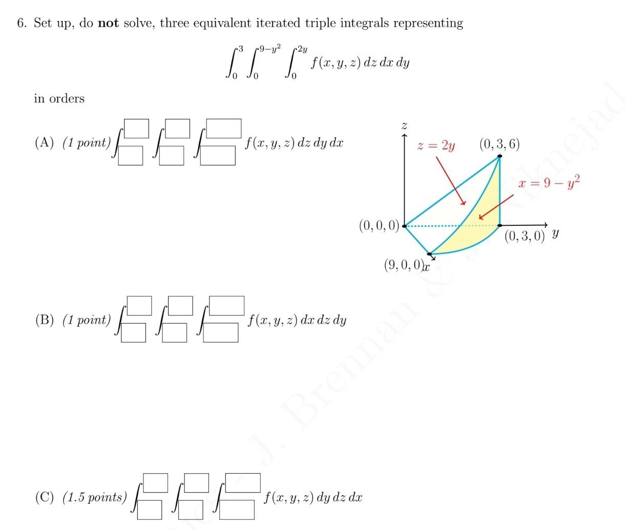 Solved 6. Set up, do not solve, three equivalent iterated | Chegg.com